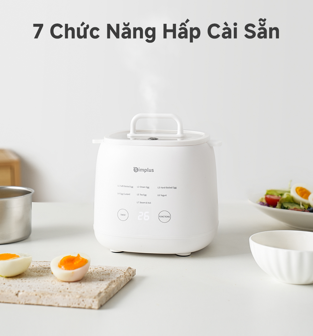 Simplus Nồi Hấp Trứng Nồi Hấp Đa Năng 7 Chế Độ Hẹn Giờ 24 Tiếng Điều Khiển Cảm Ứng DZEG006 -Bảo ...
