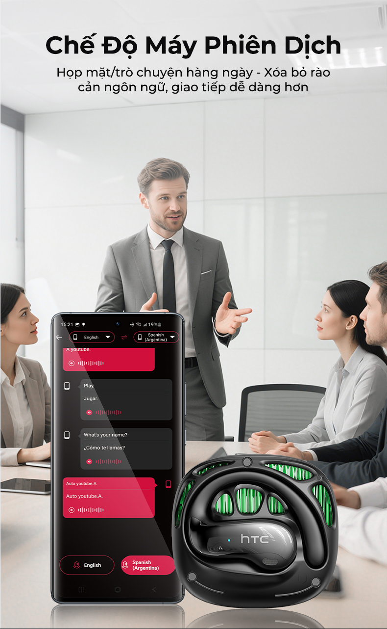 HTC NE30 Tai nghe không dây đích thực Tai nghe dịch AI Tai nghe ...