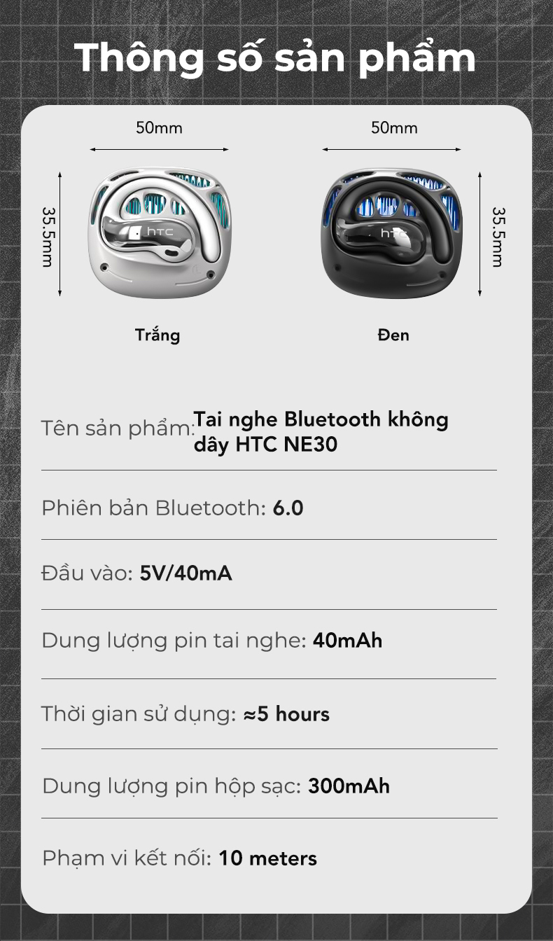 HTC NE30 Tai nghe không dây đích thực Tai nghe dịch AI Tai nghe ...