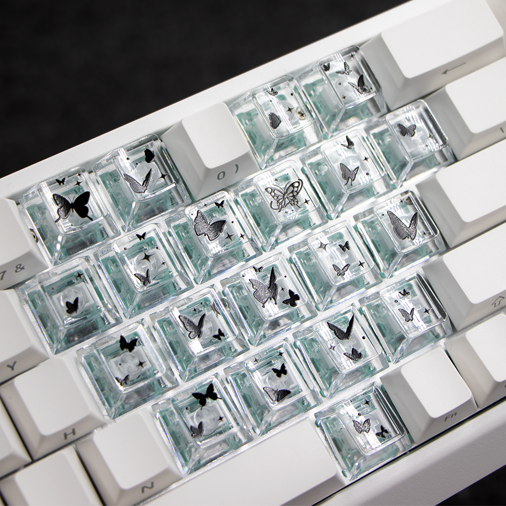 Bướm Clove Keycaps Trong Suốt Tỏa Sáng Xuyên Trái Tim Keycap Anh Đào Hồ ...