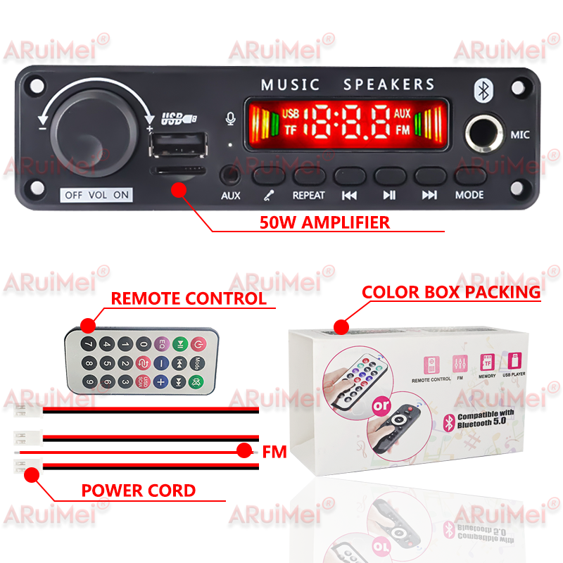 Mô-đun khuếch đại âm thanh Bluetooth 5.3, công suất 200W, MP3, radio FM ...