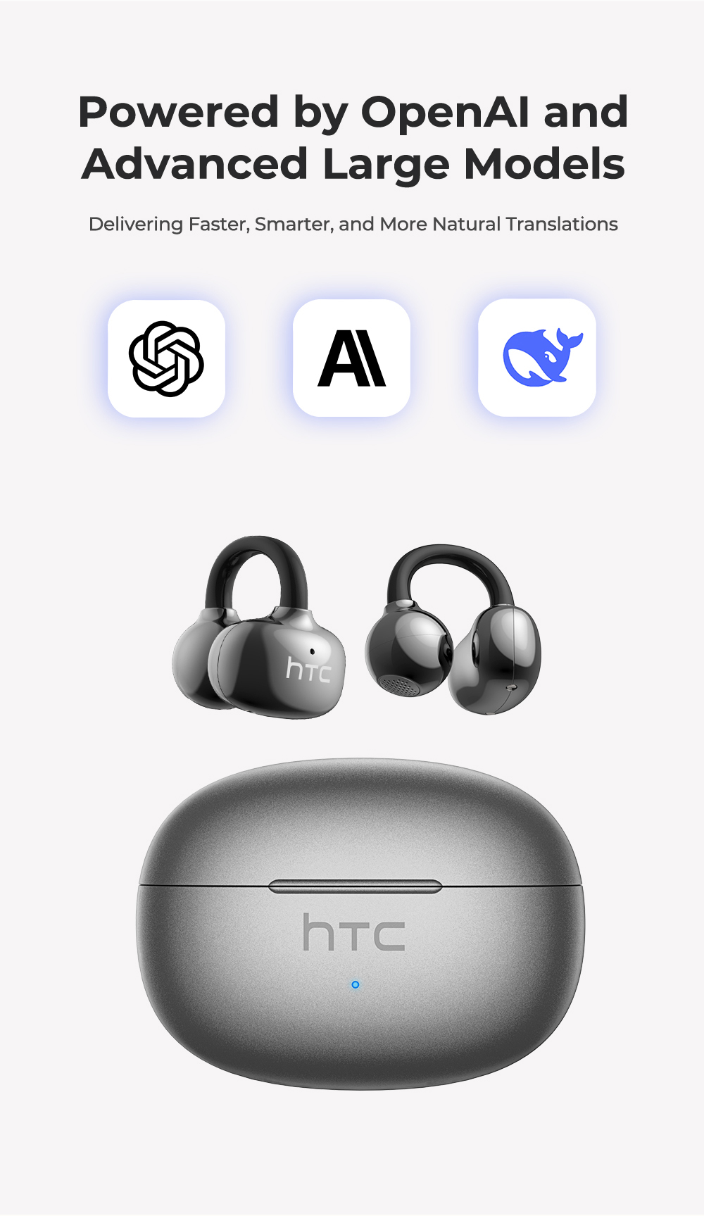 HTC NE55 Tai nghe dịch bluetooth 6.0 Chế độ phụ đề trực tiếp kẹp tai HD ...