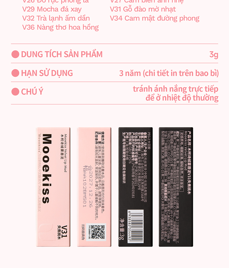 [Mooekiss x KOL] Matte Lipstick Soft Mist Dưỡng ẩm nhẹ thoáng khí Trang ...