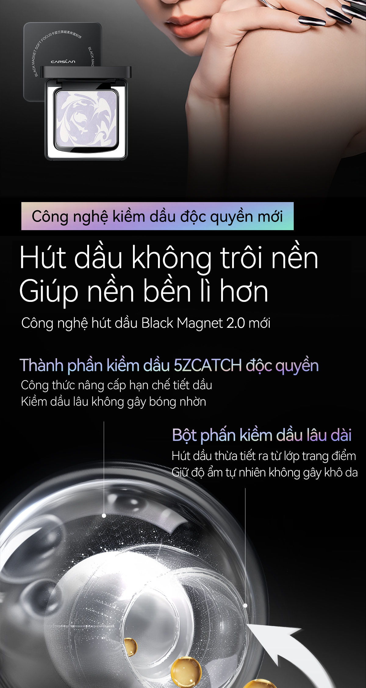 Phấn phủ Black Magnet CARSLAN lâu trôi kiềm dầu 24 giờ 8g | Shopee Việt Nam