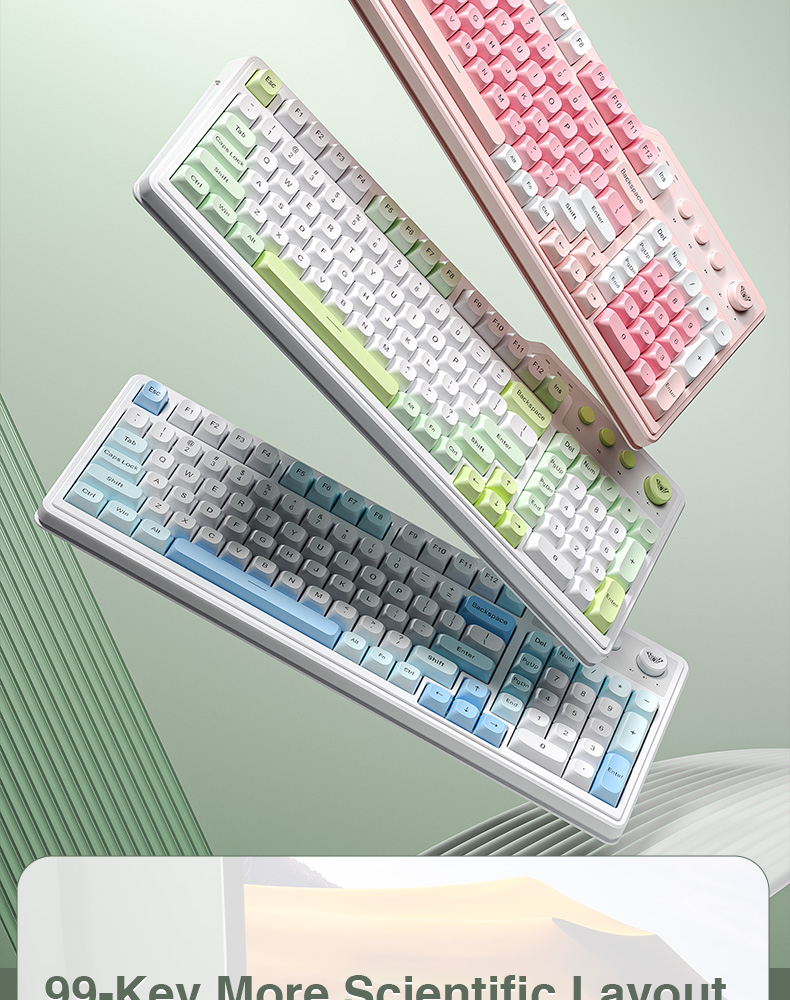 Bàn phím màng AULA F3099 99 phím Con lăn đa chức năng RGB ba chế độ cho ...