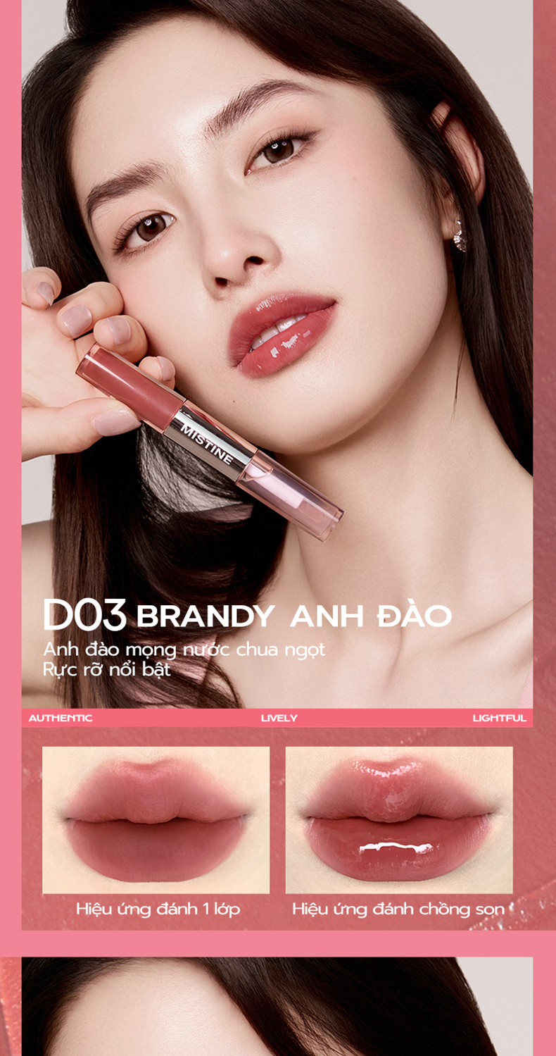 Son môi hai đầu giữ màu lâu MISTINE Sáng da tự nhiên Không dễ dính cốc ...