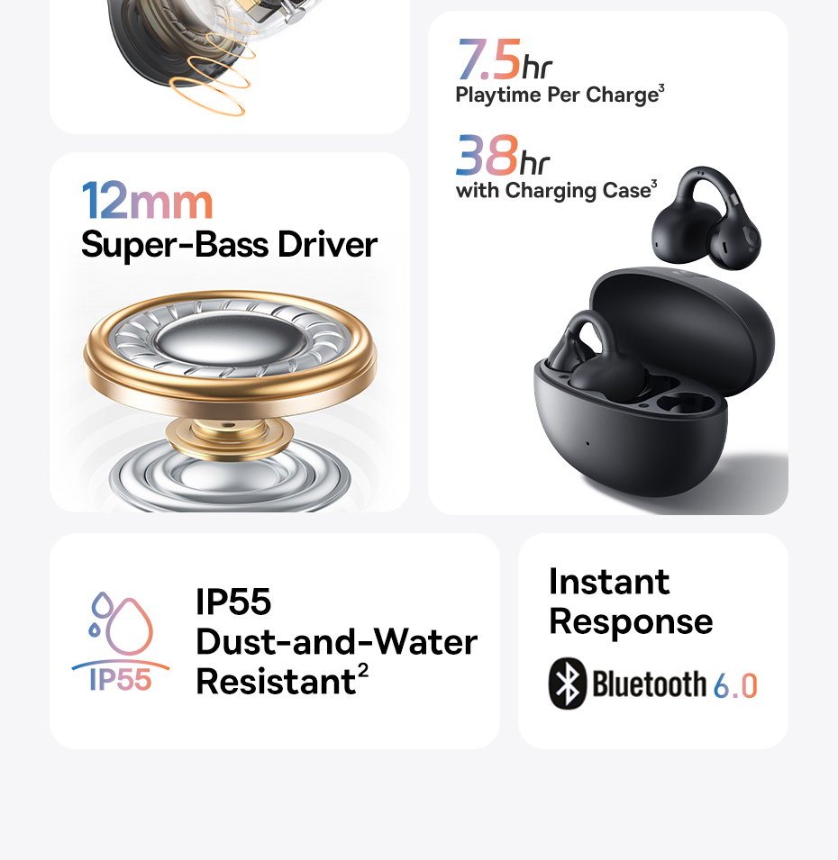 Tai nghe không dây thực sự mở tai Baseus Bass BC1 (Loại kẹp) 4 Mic Al ...