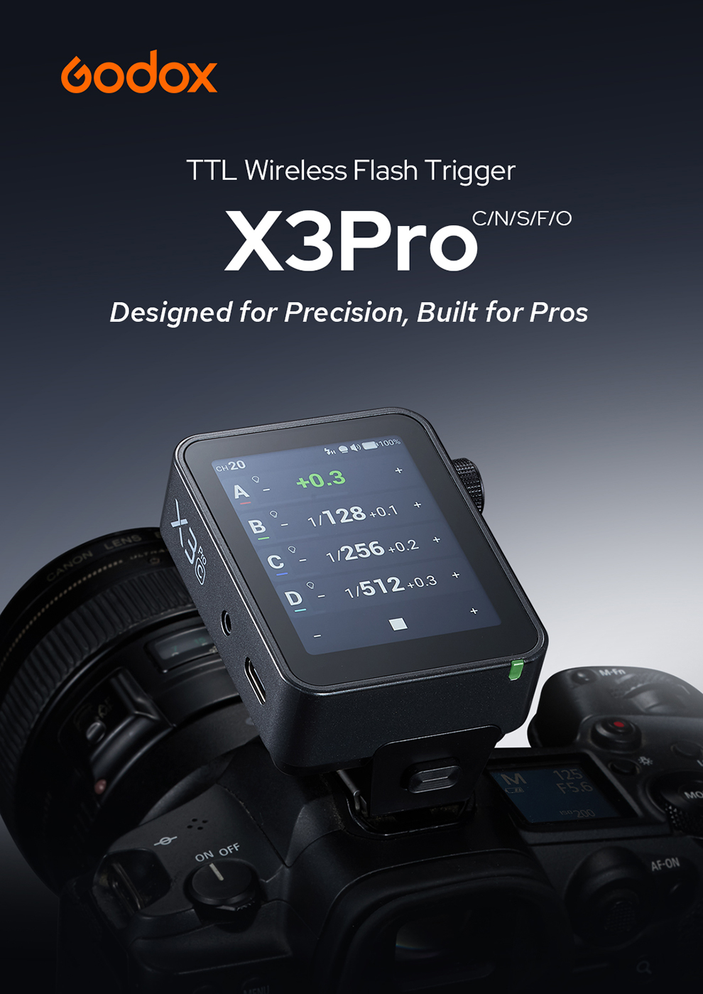 Godox X3PRO C / N / S / F / O 2.4inch TTL HSS 2.4G Bộ phát màn hình cảm ...