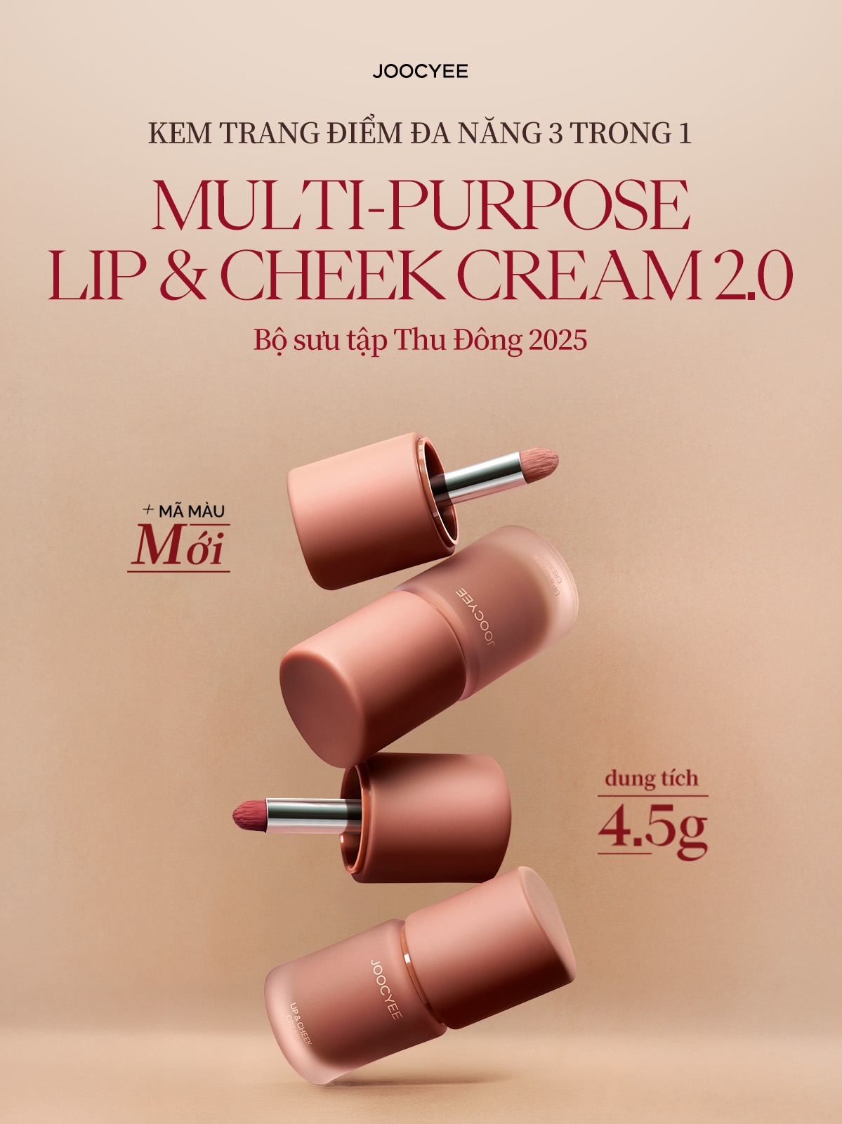 Kem má hồng & son đa năng JOOCYEE Multi Purpose Lip & Cheek Cream tự ...
