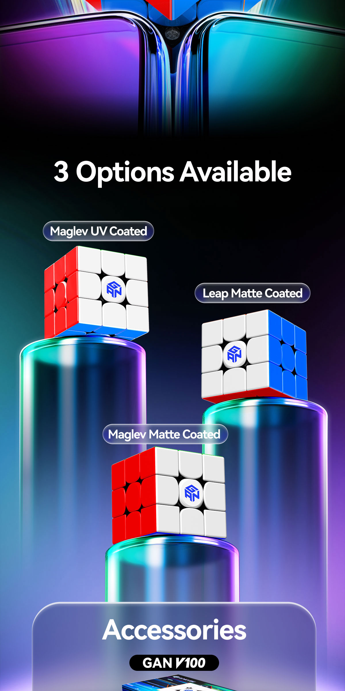 GAN V100 Maglev 3x3 Khối lập phương tốc độ từ tính phủ UV Magic Cube Đồ ...
