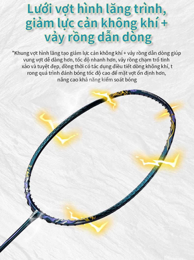 Vợt cầu lông Venson VS Rồng Văn, Đan lưới trợ lực VS BG7, Sợi Carbon ...