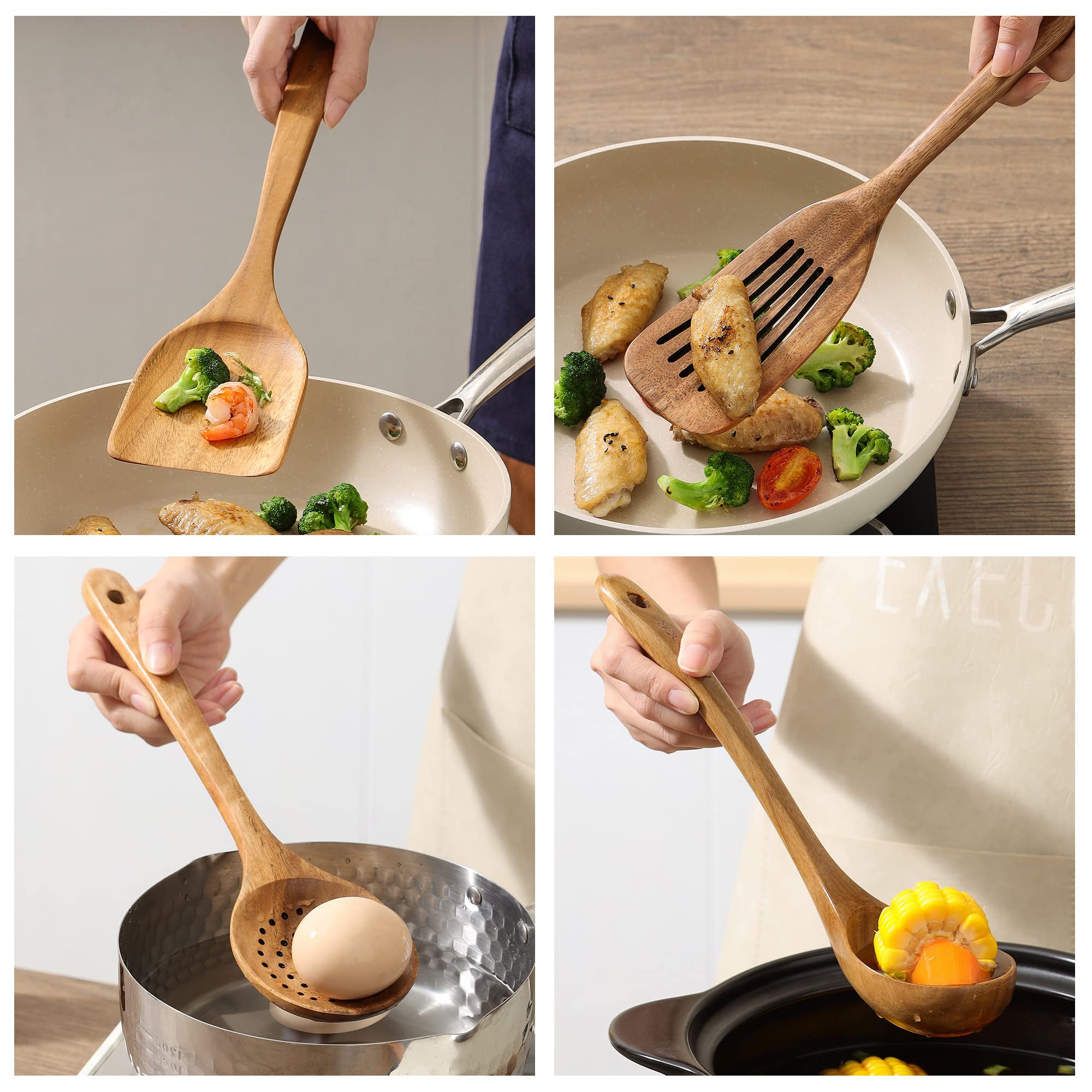 MAXCOOK Bộ Dụng Cụ Gỗ 8 Chiếc Dụng Cụ Nhà Bếp Thìa Ladle Phụ Kiện Nhà ...