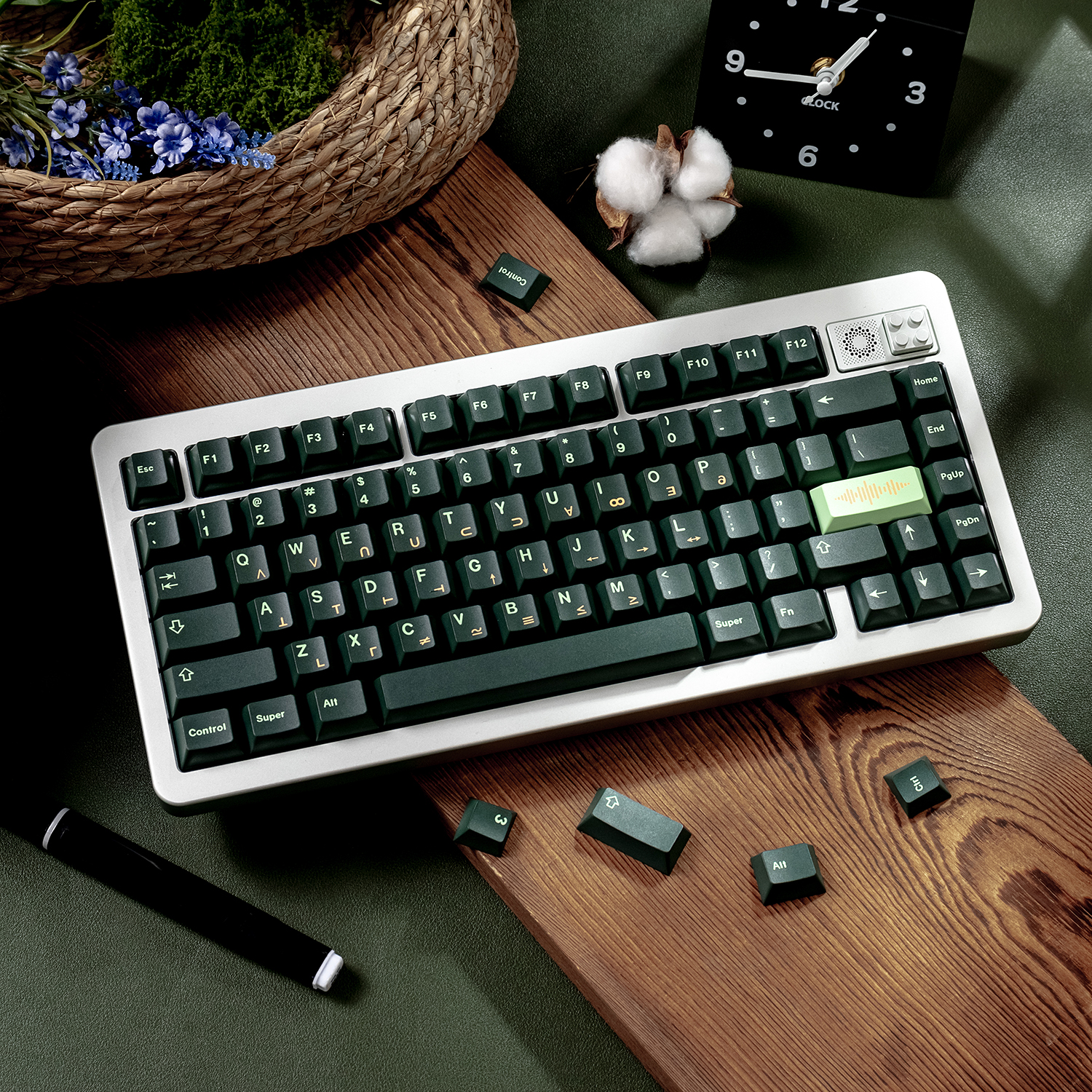 Ohm Keycaps Màu xanh đậm PBT Cherry Profile cho bàn phím cơ Alice 6.25u ...