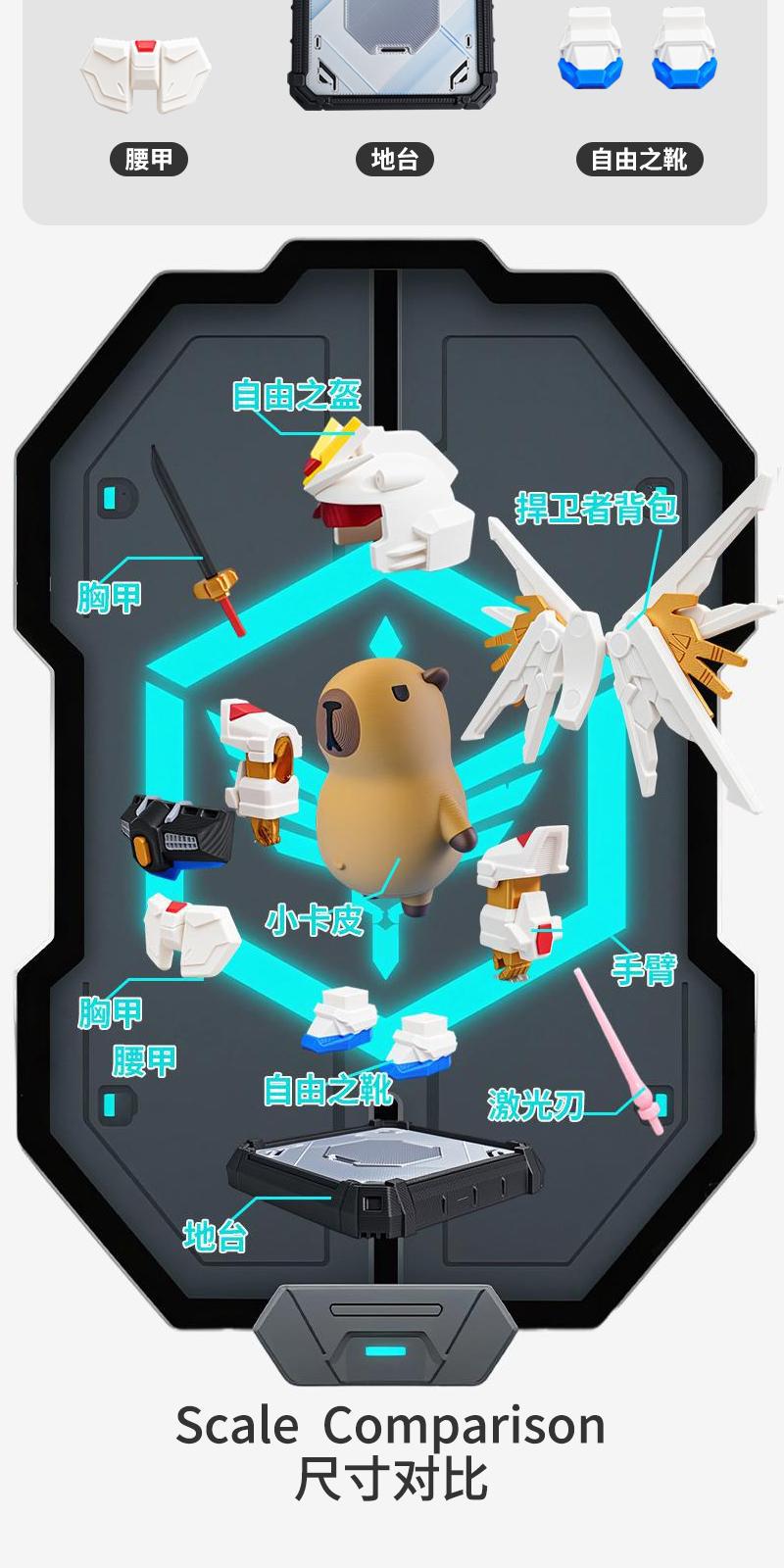 Chất lượng cao Capybara Freedom Gundam Mecha Bộ 3D In Từ Lắp Ráp Mô ...