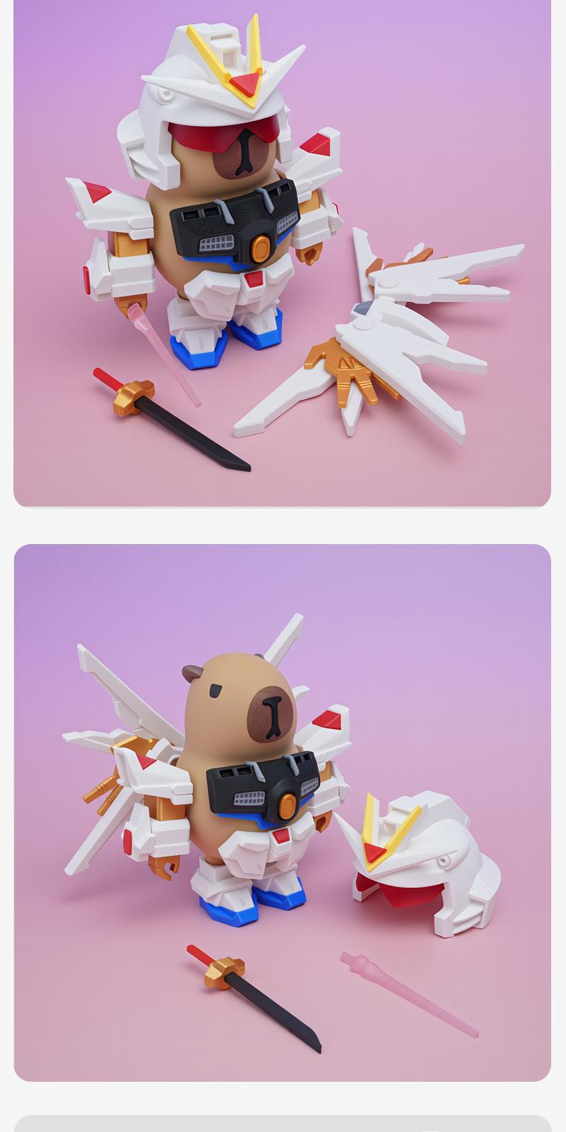 Chất lượng cao Capybara Freedom Gundam Mecha Bộ 3D In Từ Lắp Ráp Mô ...