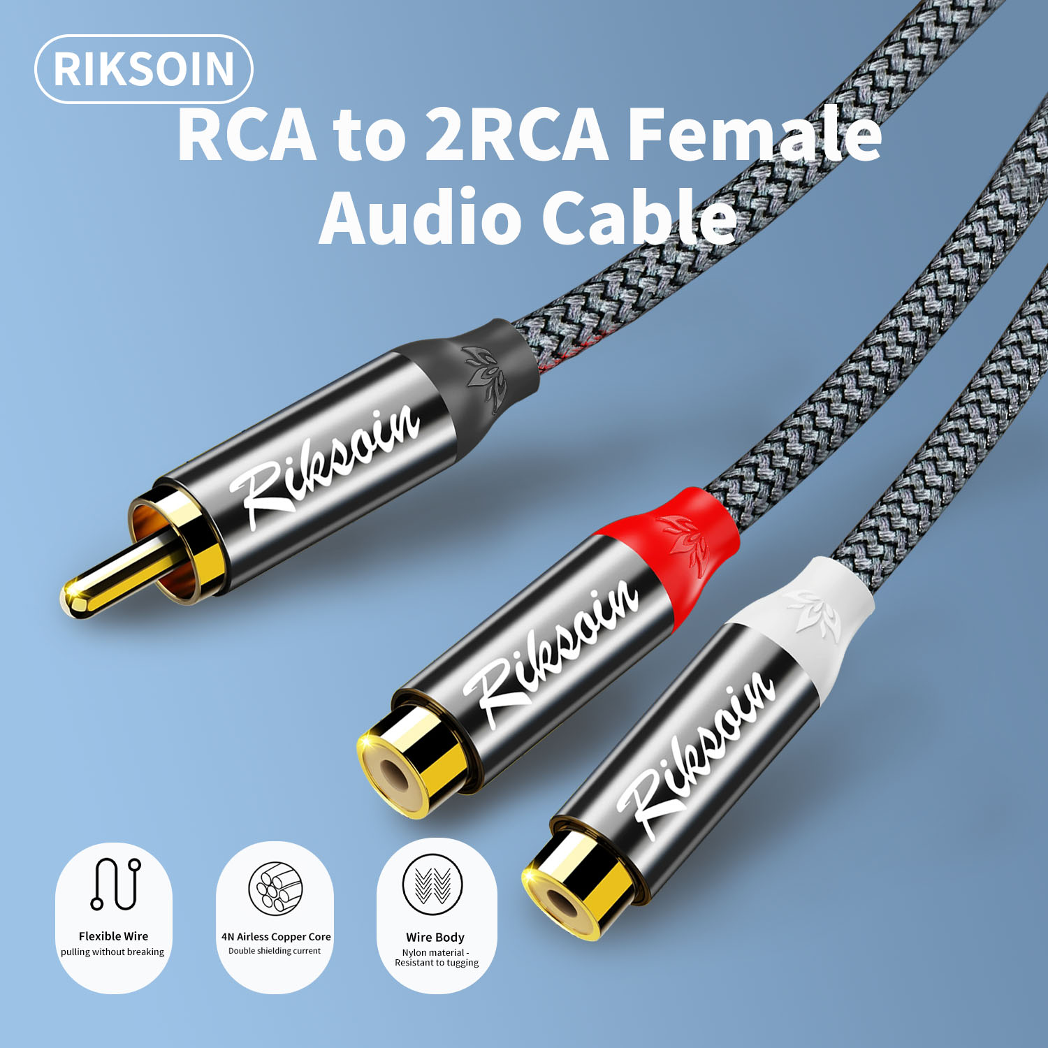 Cáp âm thanh nổi Y chia RIKSOIN RCA sang 2RCA cái cho ô tô, TV và rạp ...