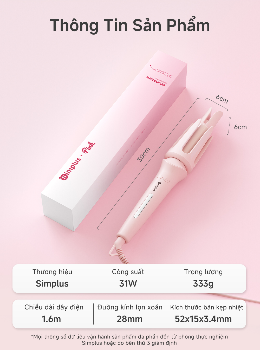 Simplus Máy uốn tóc Lọn xoăn 28mm Lọn xoăn kiểu trứng cuộn 3 mức nhiệt ...