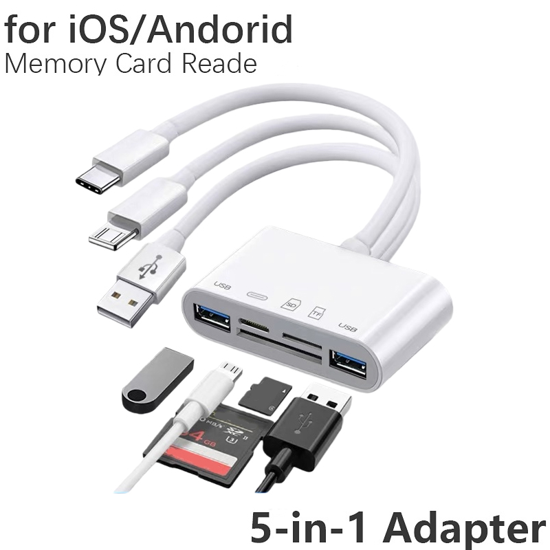 Đầu đọc thẻ TF SD 5 trong 1 đa năng USB 2.0 Hub Type C Adapter cho ...