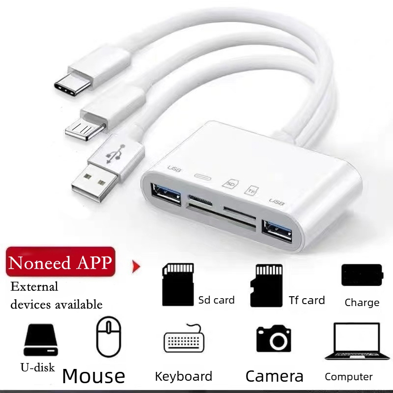 Đầu đọc thẻ TF SD 5 trong 1 đa năng USB 2.0 Hub Type C Adapter cho ...