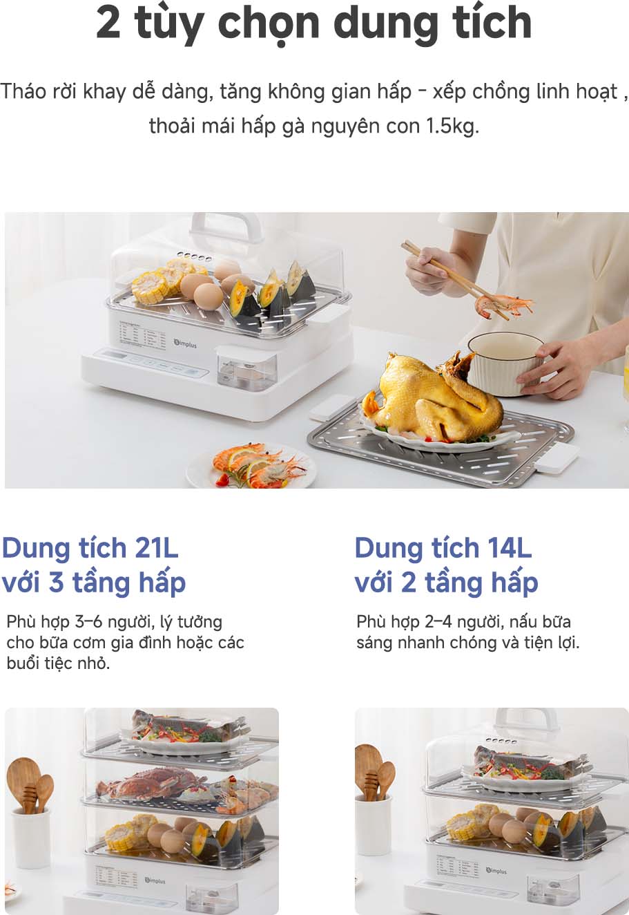 [Võ Hà Linh x Simplus] Nồi hấp điện 3 tầng Dung tích lớn 21L Nhiệt nóng ...