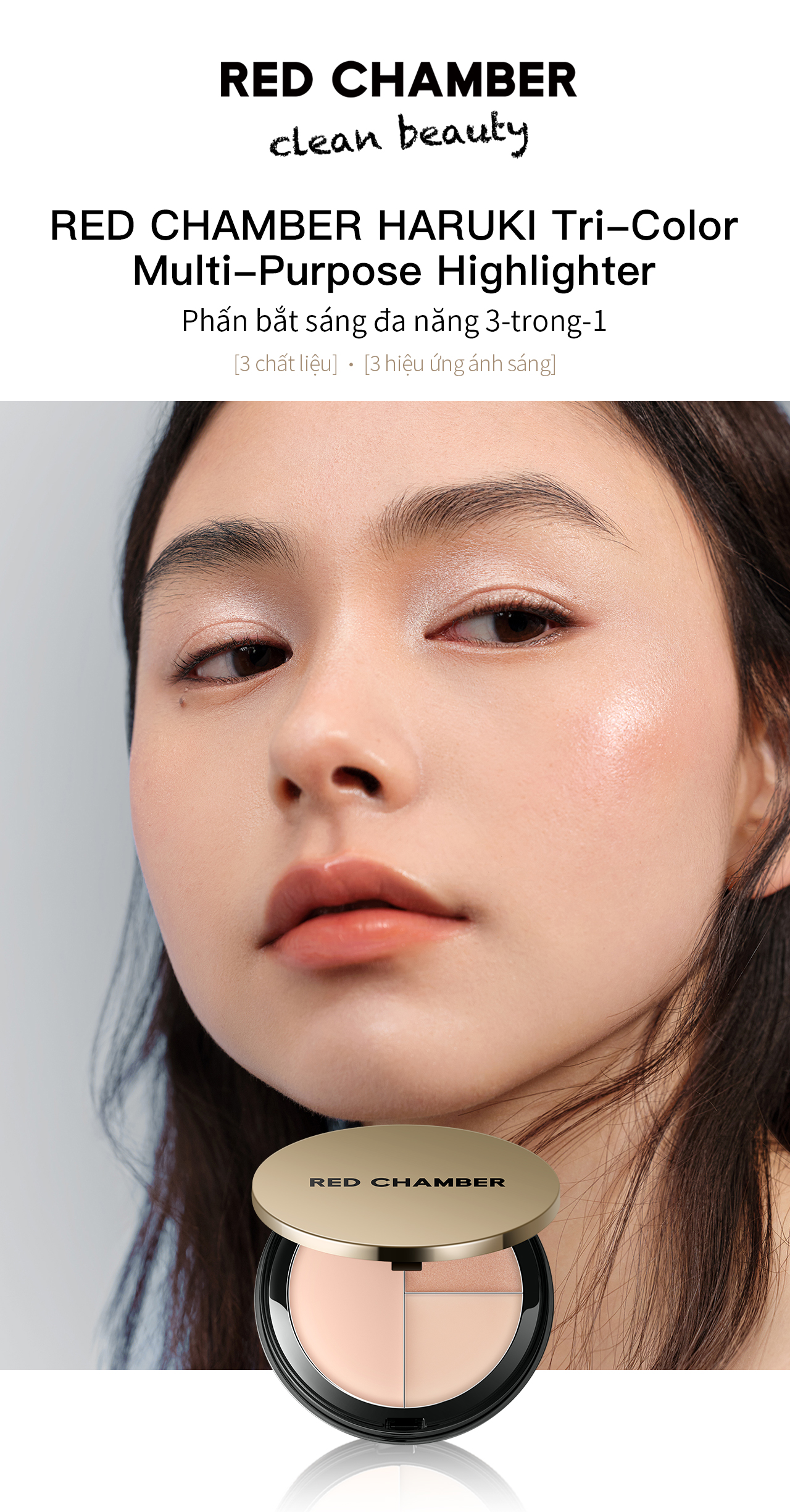 RED CHAMBER HARUKI Tri-Color Multi-Purpose Highlighter Sáng da Căng mịn ...