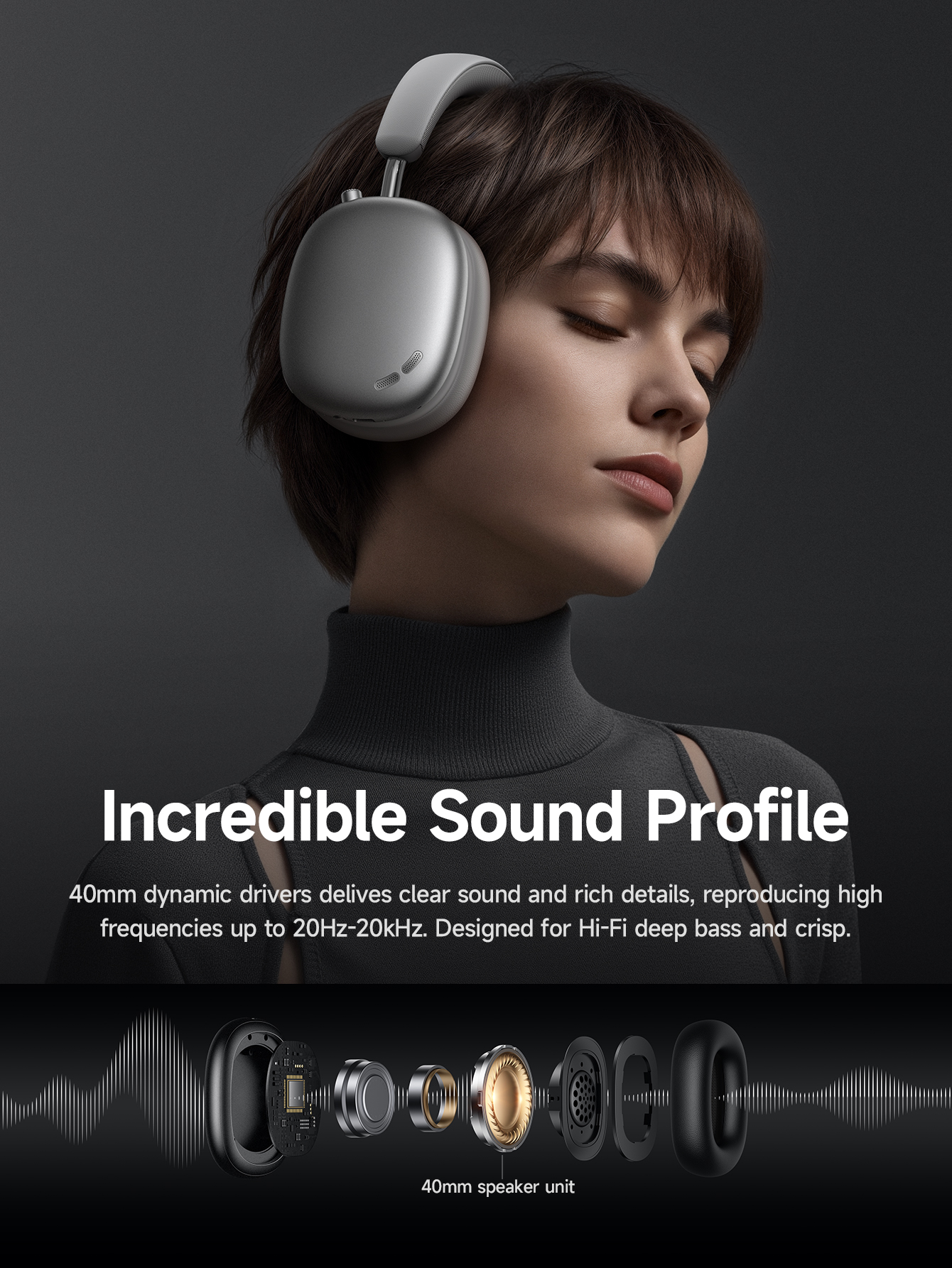 Tai nghe Bluetooth ANC không dây HOCO W63 Chơi game chờ lâu Hỗ trợ giảm ...