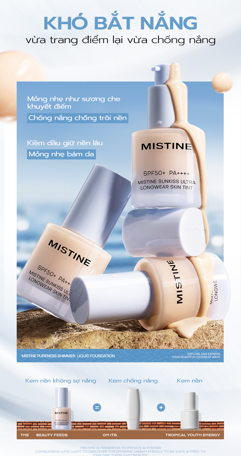Kem nền chống nắng lâu trôi MISTINE SUNKISS SPF50 + PA + + + + 30g ...