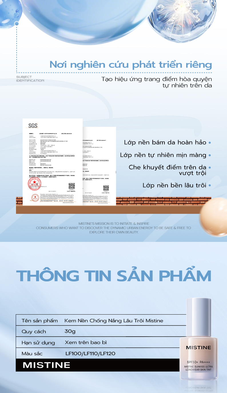 Kem nền chống nắng lâu trôi MISTINE SUNKISS SPF50 + PA + + + + 30g ...