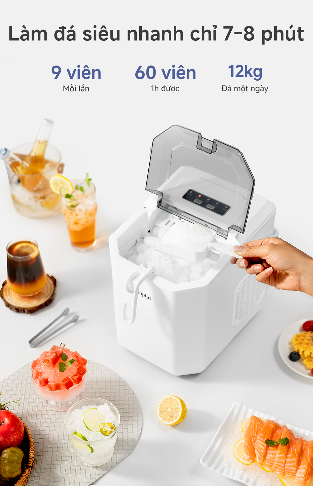 Simplus Máy Làm Đá Simplus 1.3L Gia Dụng Mini Tự Động Máy Làm Đá Công ...