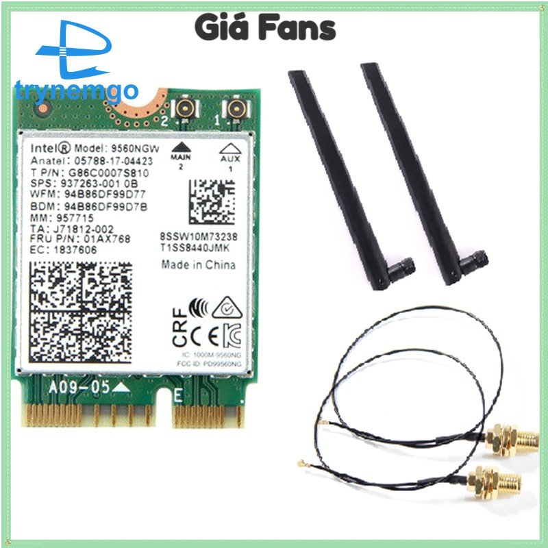 Card kết nối wifi cho Intel 9560 AC 9560NGW 1.73Gbps Wifi 802.11Ac 2 ...