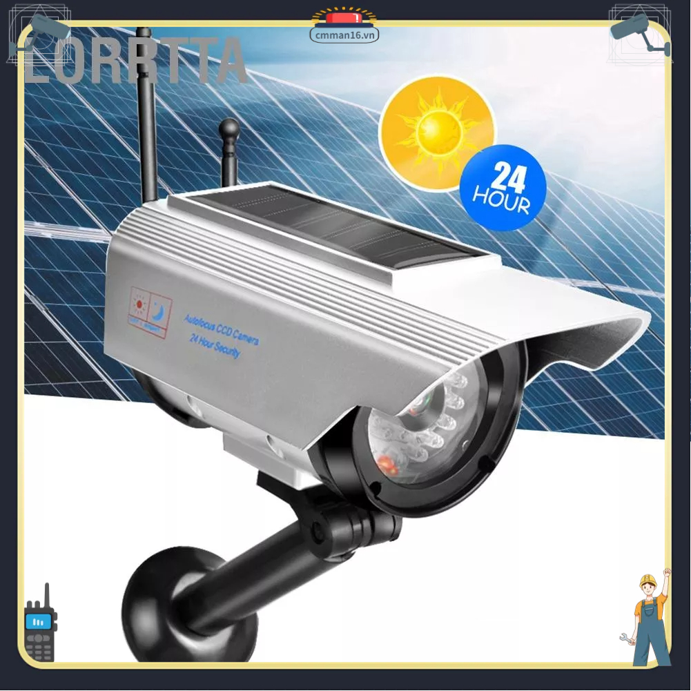 Nóng bỏng Camera năng lượng mặt trời LED giả giám sát an ninh ngoài bạc ...