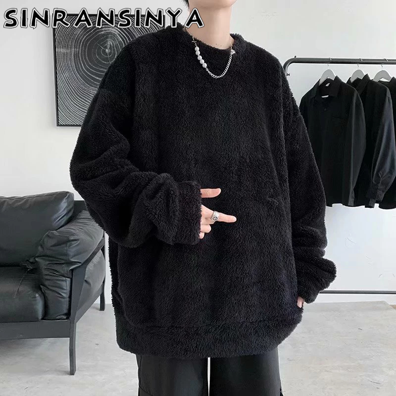 Áo sweater SINRANSINYA lông hai mặt dáng rộng ấm áp phong cách Hàn Quốc ...