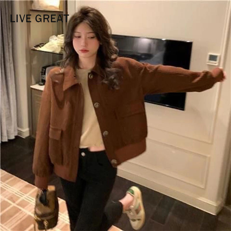 Áo khoác LIVE GREAT nhung kẻ dáng rộng thời trang dành cho nữ | Shopee ...