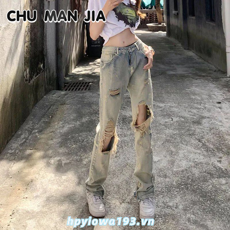 CHU MAN JIA Quần Jean Nữ Ống Đứng Lưng Cao Tôn Dáng Thời Trang | Shopee ...