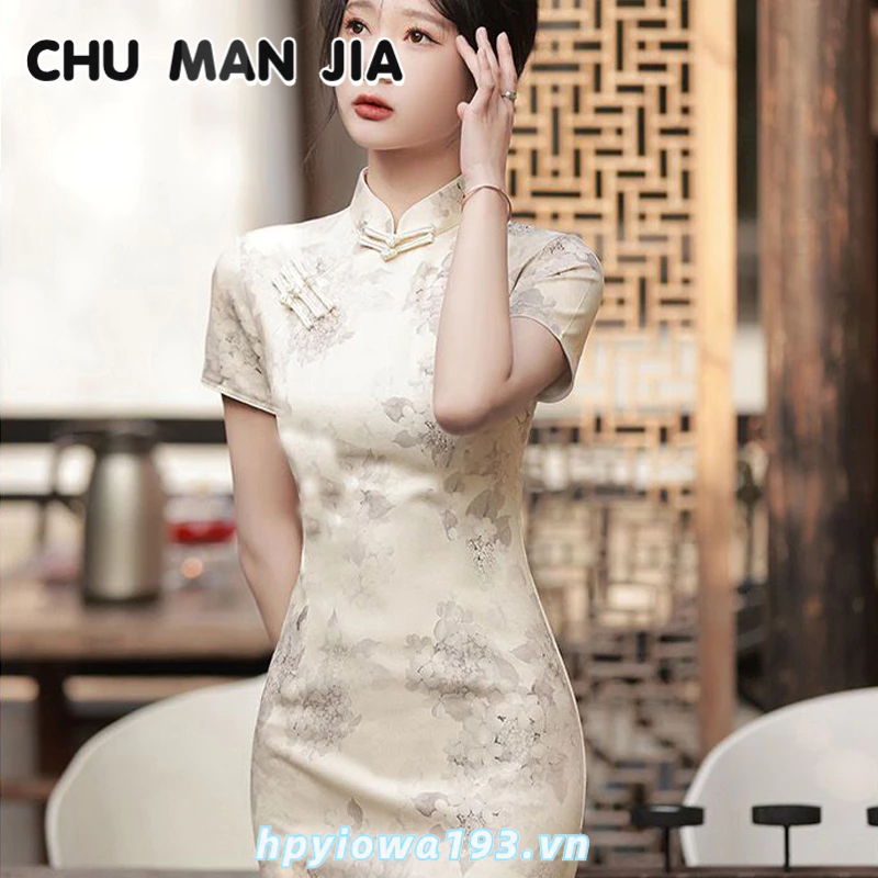 Sườn xám cách tân CHU MAN JIA phong cách cổ điển trung Trung Hoa cho nữ ...