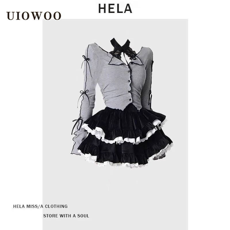 Bộ đồ KCE-UIOOO Ren Dây Đan Top Nữ Váy Bánh Phù Hợp Với | Shopee Việt Nam