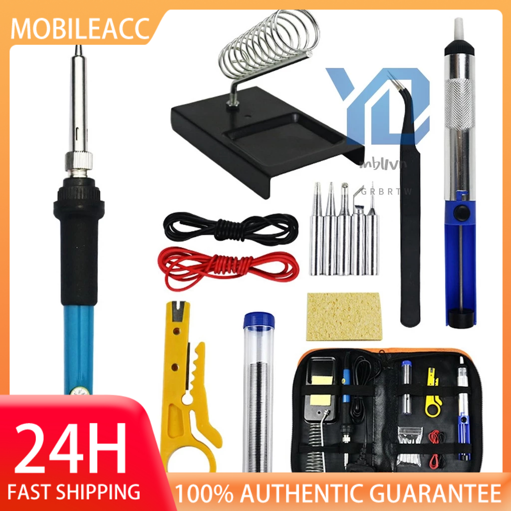 15 PCS Soldering Kit with Storage Bag 60W Handheld Soldering Adjustable ...
