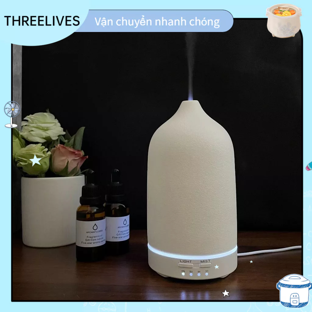 [Hàng Sẵn] Máy Khuếch Tán Tinh Dầu Ceramic Ultrasonic Diffuser, Máy Xông Tinh Dầu Trực Tiếp ...