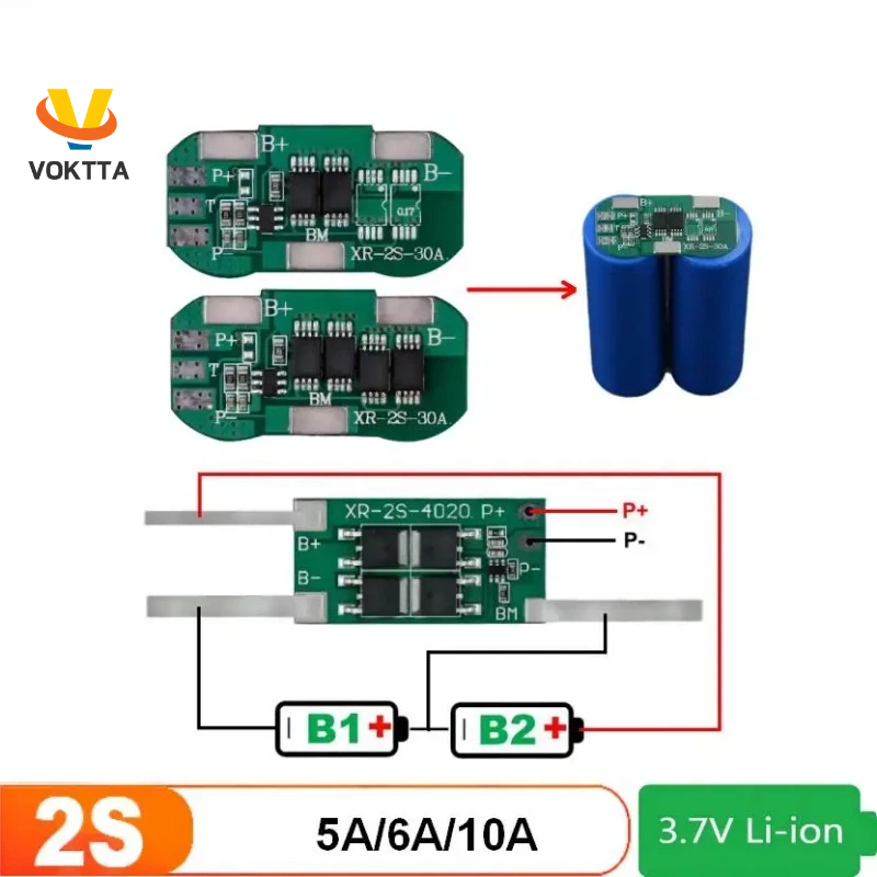 Bảng Mạch Bảo Vệ Sạc Pin lithium voktta bms 2s 18650 7.4v 2s 5a 6a 10a ...