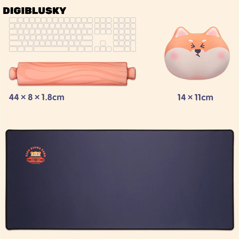 DIGIBLUSKY Miếng đệm chuột Shiba Inu béo dễ thương + Miếng đệm bàn phím ...
