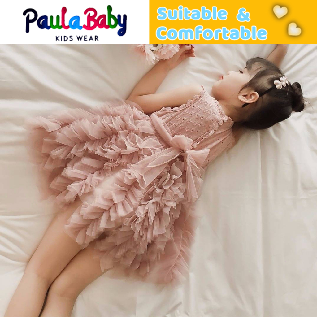 Paulababy Cô gái Hàn Quốc mùa hè không tay thời trang in lưới ponpong ...
