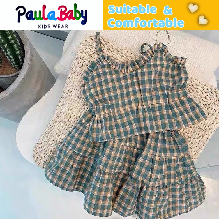Paulababy Set Đồ 2 Món Gồm Áo Không Tay Và Chân Váy Cho Bé Gái | Shopee ...