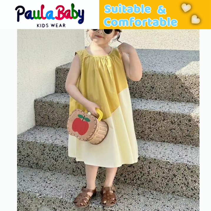 Paulababy Váy cô gái ghép, mùa hè Hàn Quốc giản dị áo vest váy | Shopee ...
