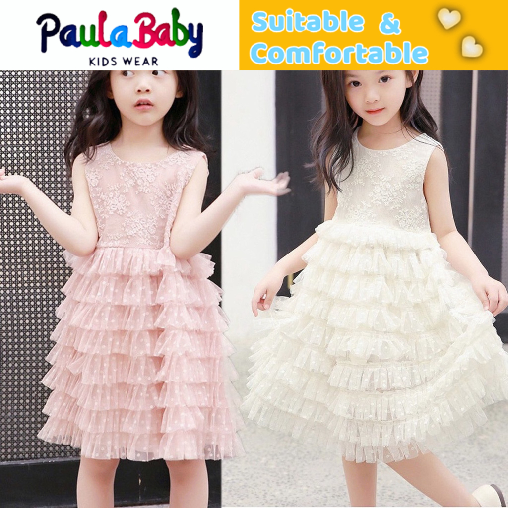Paulababy Đầm Công Chúa Phối Ren Lưới Thêu Hoa Xinh Xắn Thời Trang Mùa ...