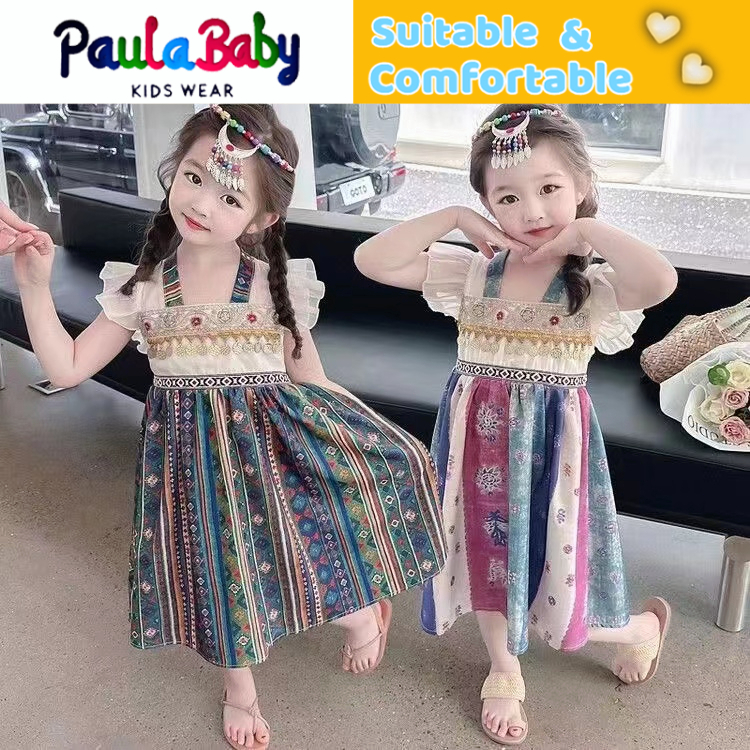 Paulababy Đầm Hán phục tay cánh tiên dân tộc mùa hè phong cách công ...