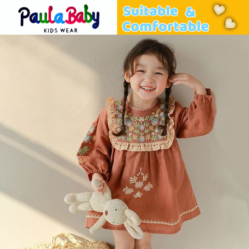 Paulababy Đầm Phối Ren Lỗ Thêu Hoa Phong Cách Phương Tây Thời Trang ...