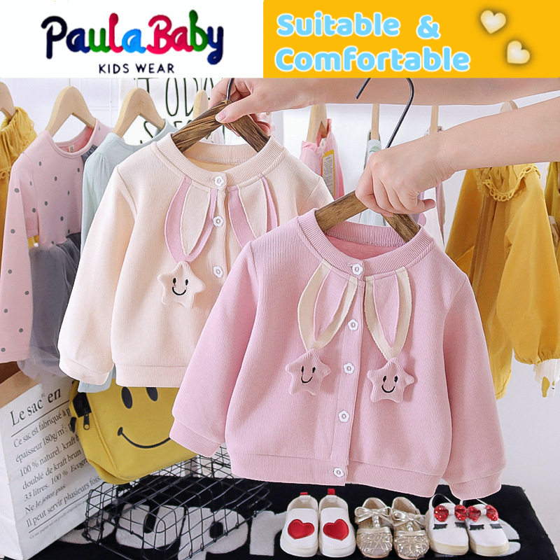 Paulababy Áo khoác cardigan tay dài thoải mái thời trang cho bé gái 0-4 ...