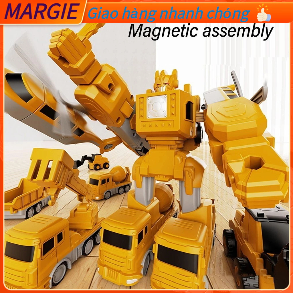 [Hàng Sẵn] Đồ chơi Robot biến hình Xe lắp ráp trẻ em DIY Lắp từ tính ...
