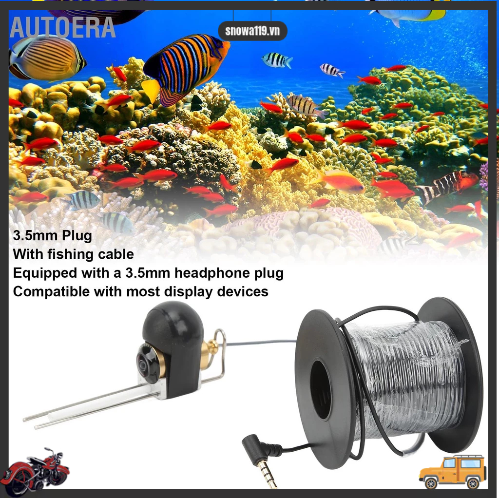 AutoERA Có hàng sẵn Camera Câu Cá Đơn HD 3.5 Mm Cắm Dưới Nước CVBS Dò ...