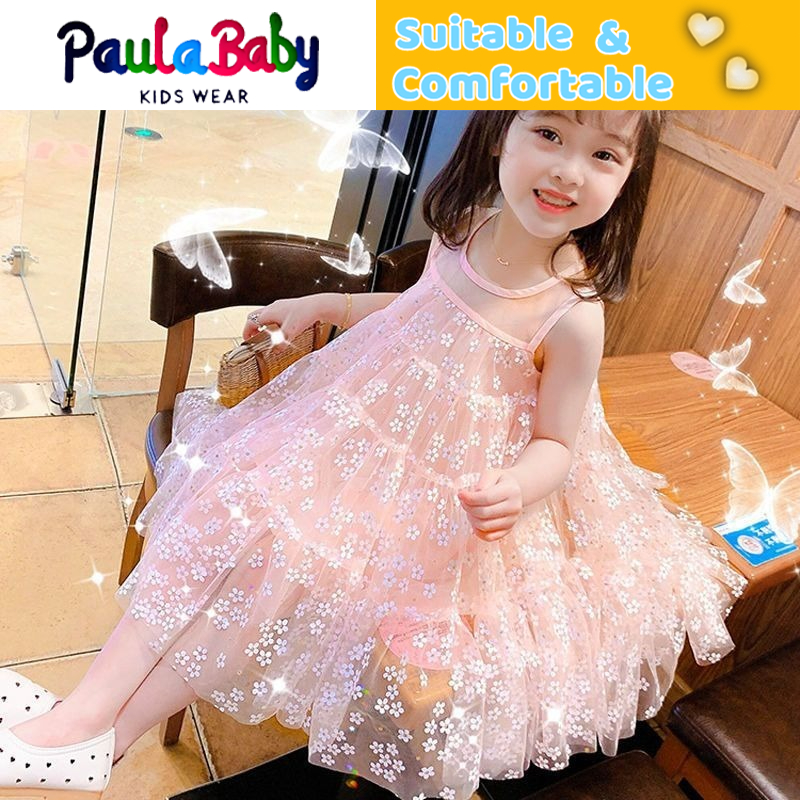 Paulababy Váy bé gái mùa hè thời trang bé gái phiên bản Hàn Quốc hoa ...